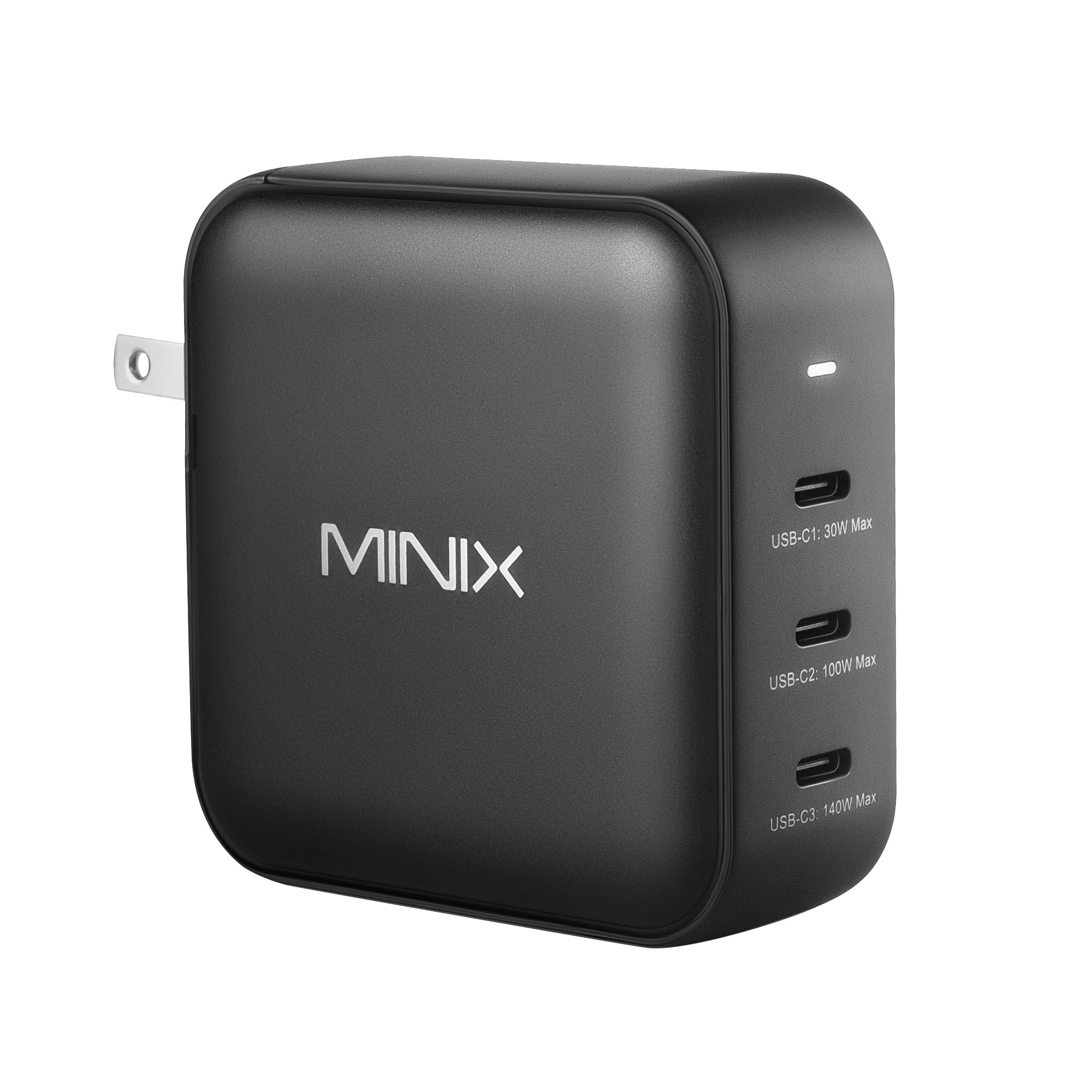 Minix P140 GaN Charger - 140W 3-Port USB-C, Global Travel
