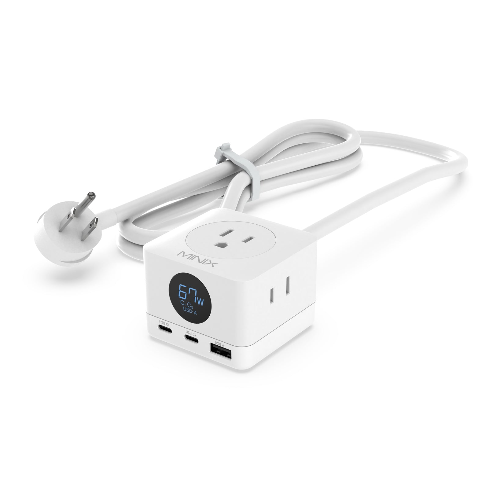 Minix PA6513U GaN Power Strip - 67W 6-in-1, Smart Display