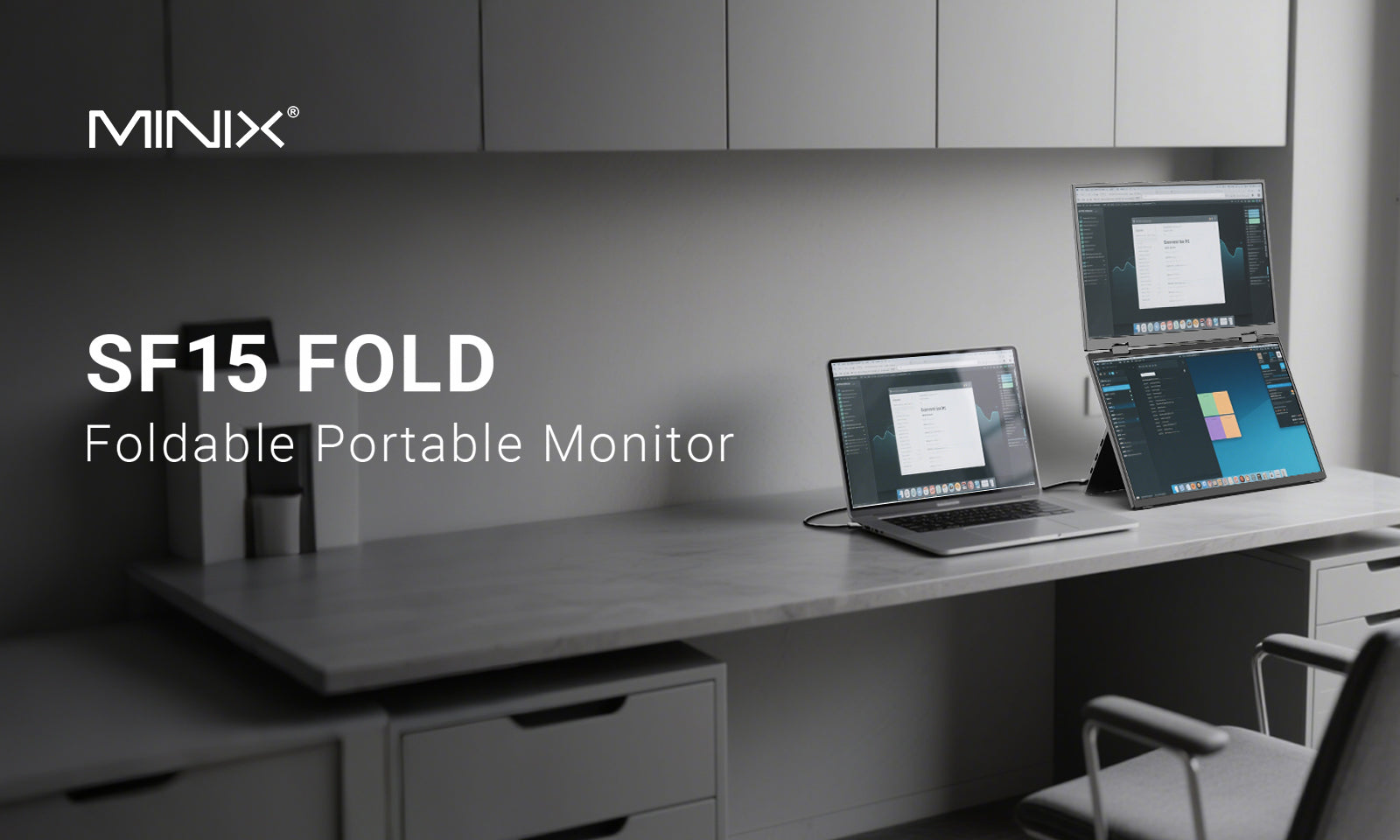 Presentamos el monitor portátil de doble pantalla MINIX SF15 FOLD